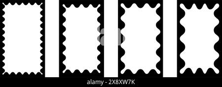 Cloudy wave curve edge frame. Wavy scalloped rectangle borders set ...