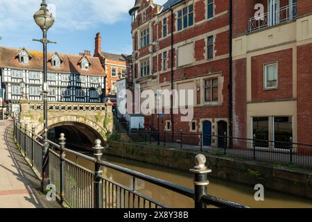 The medieval High Bridge over the River Witham, Lincoln city centre ...