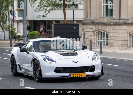 Chevrolet Corvette Z06 sport car, side view isolated on white ...