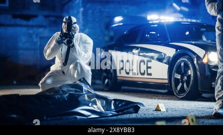 Policeman Taking Photos of Bagged Corpse Found Murdered in a Back Alley ...
