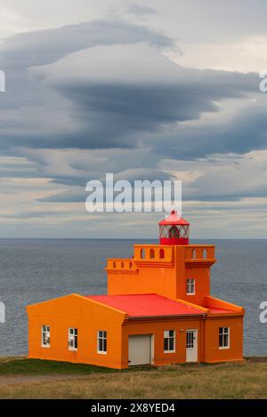 Iceland, North Iceland, Trollaskagi peninsula, Saudanes lighthouse ...