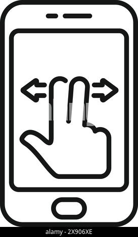 Smartphone, finger clicking. Simple flat black symbol with shadow on ...