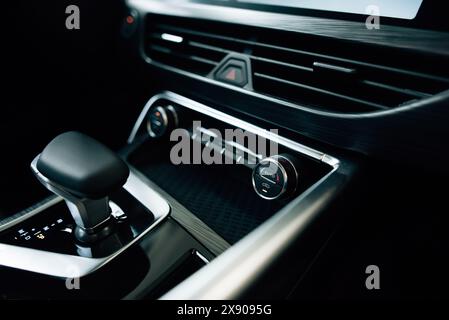 Automatic transmission gearshift stick, Closeup a manual shift of ...