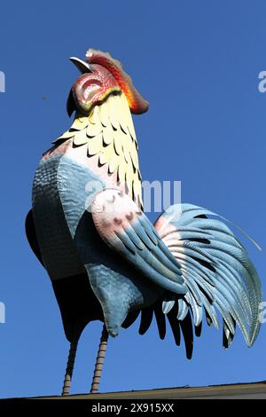 Metal statue of a rooster outdoors Stock Photo - Alamy