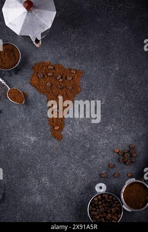 Grounded coffee and beans from South America Stock Photo - Alamy