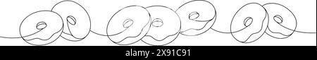 Delicious doughnuts. Take away donuts one line colored continuous ...