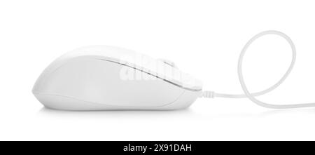 Modern wired computer mouse isolated on white, top view Stock Photo - Alamy