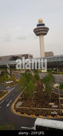 Exterior view of Jewel Changi and Airport Control Tower. Jewel Changi ...