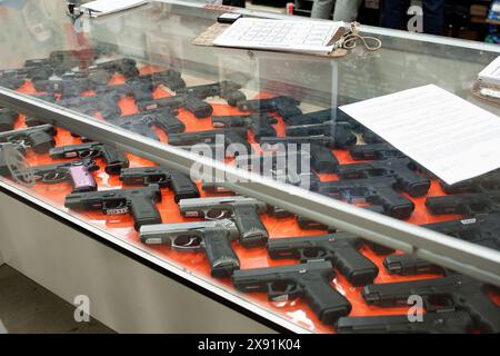 Los Angeles gun club downtown Los Angeles, several hundred hand guns ...