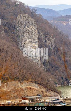 Dubova, Romania - March 14, 2024: Rock Sculpture of Decebalus Last King ...