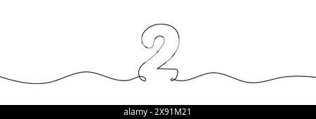 Continuous editable line drawing of number 1. One line drawing of ...