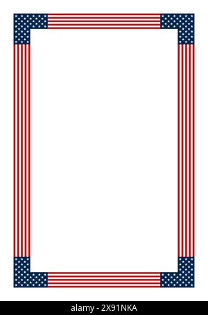 Flag of the United States, rectangle frame. Border made of the repeated ...