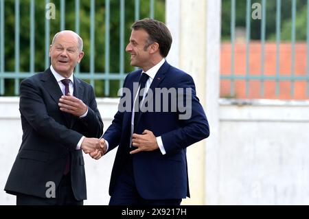 Emmanuel Macron und Olaf Scholz beim Treffen des Deutsch-Französischen ...