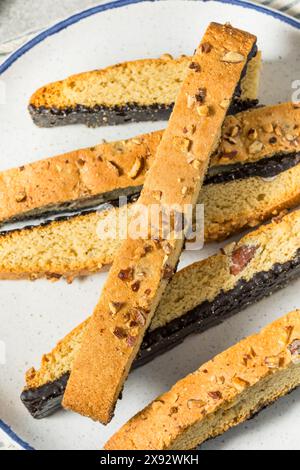 Chocolate and Almond Biscotti Pastry with Espresso Coffee Stock Photo ...