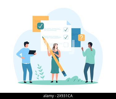 Checklist, inspection, survey and filling out document vector ...