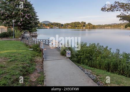 Paved walking trail around the entire lake at Lake Junaluska, North ...