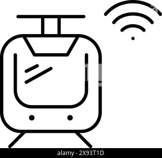 Tram and wifi symbol. Smart transport, wireless transit internet access ...