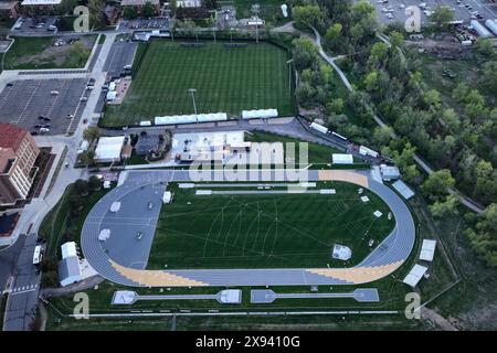 A general overall aerial view of Potts Field on the University of ...