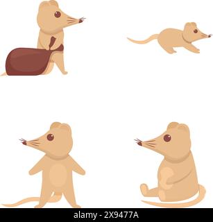 Elephant shrew icons set cartoon vector. Long nose shrew mouse. Rare ...
