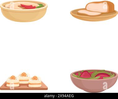 World food international cuisine dishes decorative icons set with ...