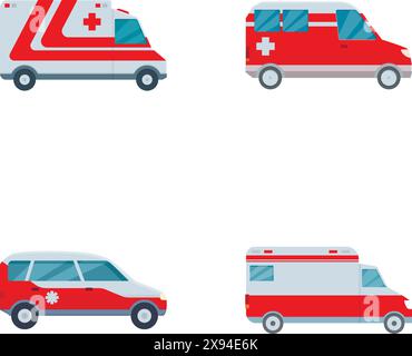 Four types of ambulance vehicles in vector format, isolated on white ...