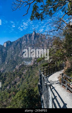 Walkway cut in the granite, The Taoist Sanqing Mountain, UNESCO World ...