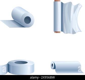 Collection of four detailed paper roll graphics on a white background ...