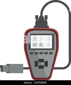 Illustration of a red handheld digital multimeter testing equipment ...