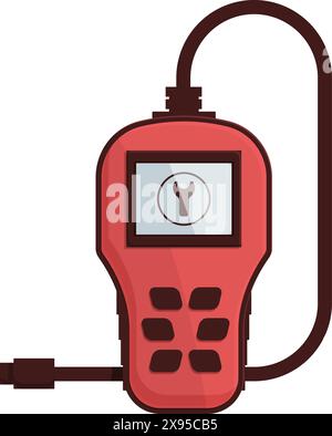Illustration of a red handheld digital multimeter testing equipment ...