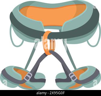 Colorful cartoon climbing harness illustration with carabiner and ...