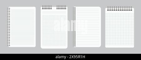 Notepads with empty lined and checkered paper with binder iron spiral ...