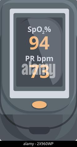 Illustration of a digital pulse oximeter displaying spo2 levels at 95 ...