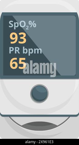 Digital illustration of a pulse oximeter showing oxygen saturation spo2 ...