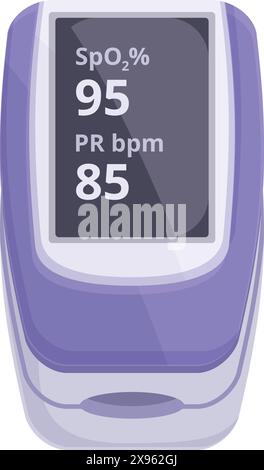 Digital illustration of a pulse oximeter showing oxygen saturation spo2 ...