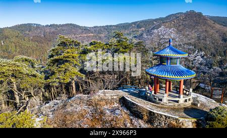 Aerial of Hanpo Pass, Mount Lu Lushan, UNESCO World Heritage Site ...