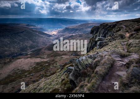 Crowden Great Brook valley backed by Bleaklow Hill, Peak District ...
