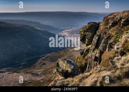 Crowden Great Brook valley backed by Bleaklow Hill, Peak District ...