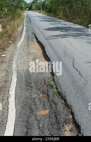 Asphalt surface on the street was demolished due to poor construction ...