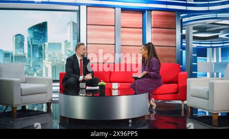 Talk Show TV Program Ending, News Interview, Discussion: Presenter and ...