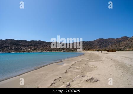 Panoramic view of the sandy beach Manganari in Ios Greece Stock Photo ...