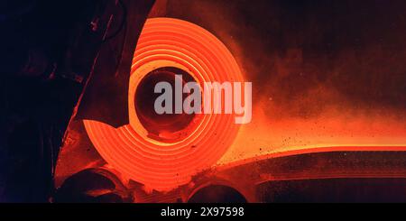 Hot-rolled steel process in steel industry Stock Photo - Alamy
