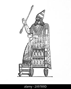 Wood Engraving of an Assyrian King in his Chariot from19th Century ...