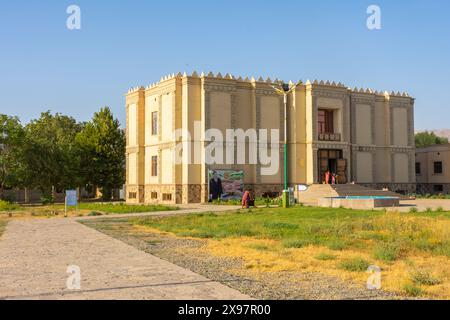 Sarazm, Tajikistan, 20 August 2023: Propaganda billboard of President ...