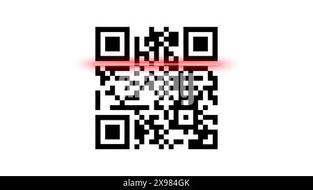 QR code being scanned with a red laser. 3d illustration Stock Photo - Alamy