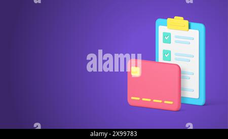 Shopping checklist complete list buying goods purchase card payment 3d ...
