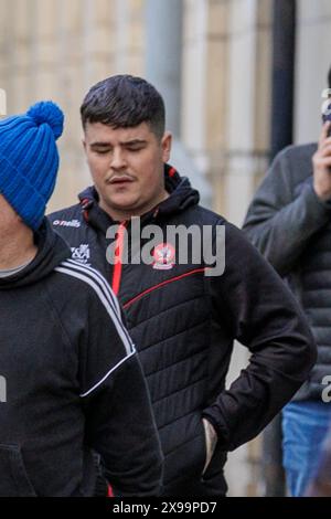 Jordan Devine arrives at Laganside Court, Belfast, where he along with ...