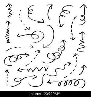 Doodle vector arrows and design elements. Hand drawn set of icons ...