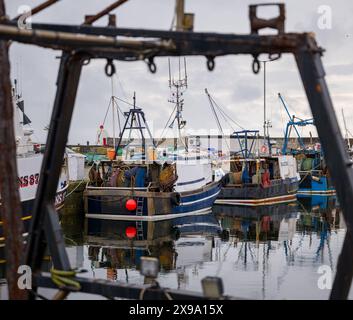 29 May 2024. Burghead,Moray,Scotland. This shows a Creel, Ropes and ...