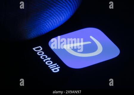 The Doctolib app icon can be seen on a smartphone. Berlin, May 30, 2024 ...