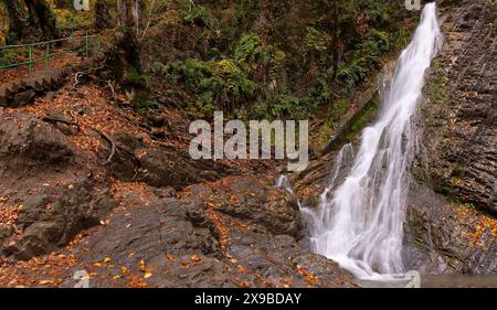 Beautiful mountain forest waterfall Seven beauties. Ismayilli region ...